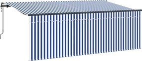 Stahovací markýza Modrá a bílá 350 x 200 cm Polyester a hliník 3329636