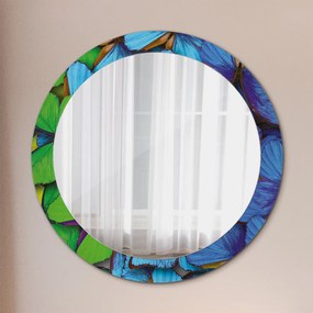 Kulaté dekorativní zrcadlo Modrý a zelený motýl fi 80 cm