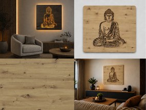 Li-Go "Buddha" světelný obraz s baterií a pohybovým čidlem 62x62 cm provedení povrchu: dub světlý