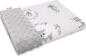 Baby Nellys Bavlněná deka s Minky 100x75cm, Koloušek, šedá,růžová
