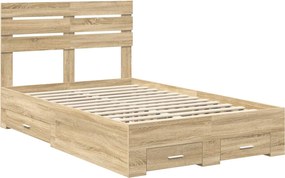 Rám postele s čelo Sonoma dub 135 x 190 cm Kompozitní dřevo 3411653