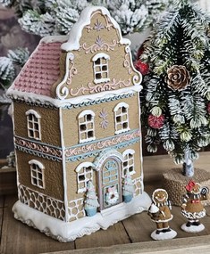 Hnědá svítící perníková chaloupka Gingerbread House - 12*9*20 cm / 3*AAA