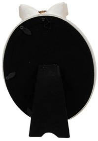Béžový oválný fotorámeček s mašlí - 16*3*22 cm / 13*18 cm
