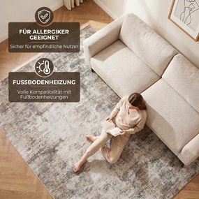 HOMCOM omyvatelný koberec s abstraktním vzorem, 300 × 200 cm, hnědá
