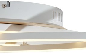 Stropní svítidlo bílé s dřevem vč. LED 3-krokové stmívatelné 2-světelné - Kane