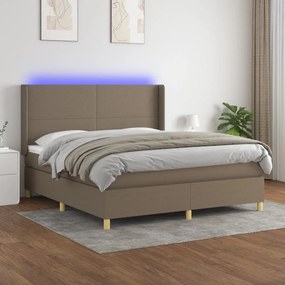 Box spring postel s matrací a LED taupe 180x200 cm textil 3138737