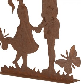 Rezavá dekorace děti s motýlky Brocante rust - 25*5*25 cm