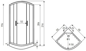 Aplomo Petrus 90x90x216 masážní sprchový box