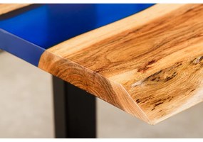 Massive home | Konferenční stolek LIQUID 110 cm akáciové dřevo s modrým epoxidovým páskem