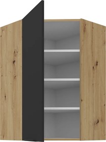 ARIA ac | horní kuchyňská skříňka 60x60 GN-90 1F (45°) rohová s policemi | 60x60 cm | VYSOKÁ | artisan/černá