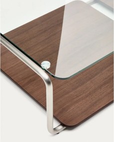 Tmavě hnědý konferenční stolek se skleněnou deskou 60x140 cm Tarsel – Kave Home