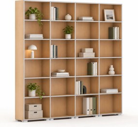 Knihovna SILVER LINE, 4 sloupce, 2230 x 2400 x 400 mm, buk