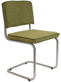 OnaDnes -20% Zelená manšestrová jídelní židle ZUIVER RIDGE RIB s matným rámem