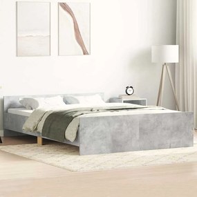 Rám postele s hlavovým a nožním čelem betonově šedý 135x190 cm 3203792