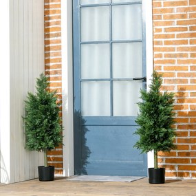 HOMCOM sada 2 umělých cedrů v květináči, výška 90 cm, jehličnan, 38L x 12,5B x 90V cm