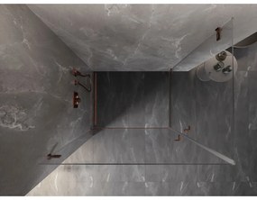 Mexen Lunar-B Duo, výklopný sprchový kout 75 x 70 cm, 8mm čiré sklo, profil růžové zlato, 832-075L-070P-60-00