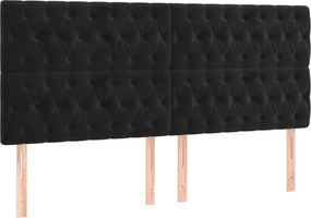Box spring postel s matrací a LED černá 200x200 cm samet 3136325