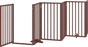 Zábrana pro psy s dvířky skládací 9 panelů hnědá 450 cm topol 3155550