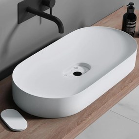 Rea iris, umyvadlo na desku z konglomerátu 700x355x105 mm, bílá matná, REA-U4305