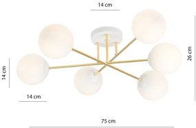 Lustr na tyči MAGNUM 6xE14/10W/230V bílá/zlatá