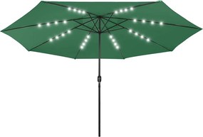 Zahradní slunečník s LED osvětlením 400 cm zelený 312531