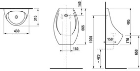 JIKA H8411010004871 - Pisoár se senzorem DOMINO 24V zadní přívod, zadní odpad