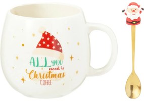 Vánoční porcelánový hrnek se lžičkou Santa 550 ml