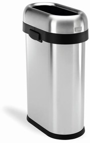 Odpadkový koš Simplehuman pro obchodní prostory – 50 L, SLIM, otevřený, kartáčovaný nerez