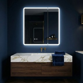 Rea Rea, LED zrcadlová skříňka s osvětlením 60x70 cm, plast, M1011-60, bílá-šedá, REA-M0100