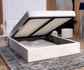 Čalouněná postel RINO 160x200 cm s kovovým roštem bílá