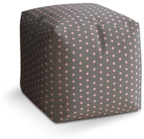 Sablio Taburet Cube Růžové puntíky na šedé: 40x40x40 cm