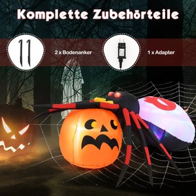 Costway Nafukovací halloweenský pavouk s dýní a rotujícími LED světly Dekorace