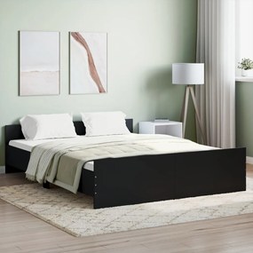vidaXL Rám postele s hlavovým a nožním čelem černý 160 x 200 cm