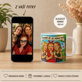 Personalizovaný hrnek z vlastní fotky pro kamarády a partu – 3D ilustrace