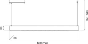 Závěsné LED svítidlo Linea, 1x LED 36w, 3000-5700k, 3CCT, g
