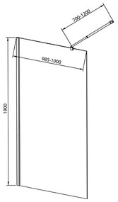 Aqualine WALK-IN zástěna jednodílná k instalaci na zeď, 1000x1900 mm, sklo čiré - WI101