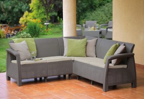 ALLIBERT CORFU RELAX Rohová pohovka, 190 x 190 x 79 cm, cappuccino/béžová 17208435