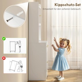 HOMCOM Kuchyňská skříň s pracovní deskou, držákem na vinné sklenice, skladovací skříň do kuchyně a jídelny, 170 cm, MDF, sklo, bílá