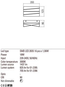 Redo Nástěnné LED svítidlo Zigo, 20cm x 12,3cm Barva: Černá