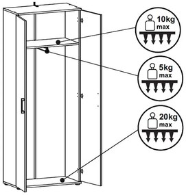 Šatní skříň s výsuvnou tyčí Nitro, dub Sonoma