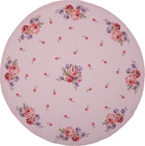 Růžová kulatá utěrka s růžemi Dotty Rose - Ø 80 cm