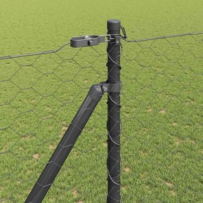 Hexagonální plot s podpěrou 50 x 1,6 m Ocel potažená PVC Šedá 3353290