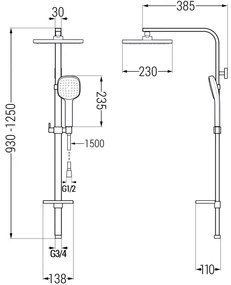 Mexen - Q33 sprchový set s horní hlavicí Circle, chromová, 798333395-00