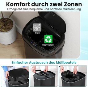 Costway 58 L Automatický odpadkový koš se senzorem a dvouzónový inteligentní