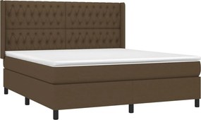 Box spring postel s matrací a LED tmavě hnědá 180x200 cm textil 3138576