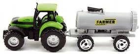 Teddies Traktor s přívěsem plast 16 cm na kartě