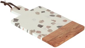 OnaDnes -20% Bílé terrazzo servírovací prkénko Kave Home Temira 35,5 x 20,5 cm
