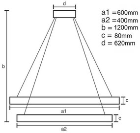 LED Stmívatelný lustr na lanku LED/50W/230V 3000-6500K + dálkové ovládání