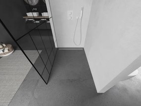 Mexen Kioto L, sprchová zástěna Walk-In 100 x 200 cm, 8mm čiré sklo černý vzor, ​​bílý profil, 800-100-103-20-78