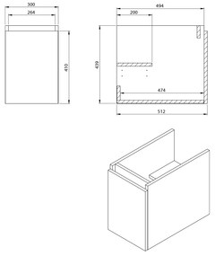 Sapho Sapho, LOREA skříňka 120x46x51, 5cm (30+90cm), pravá, bílá matná, LE090-3131-R-01